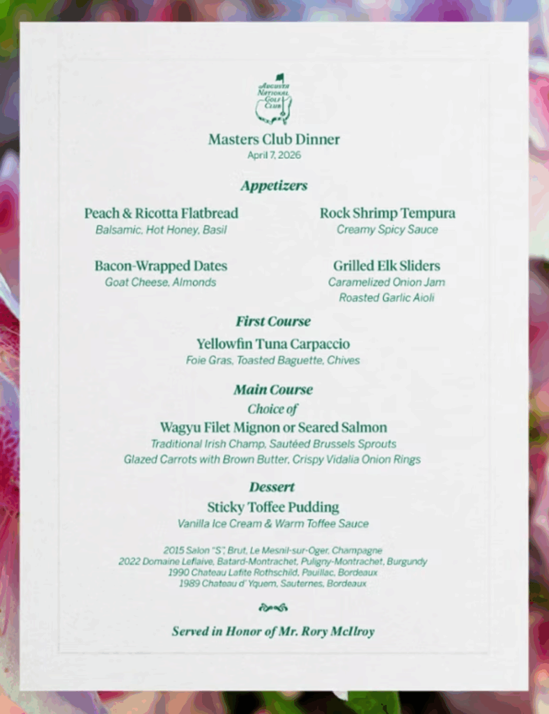2026 Masters Champions Dinner - Rory McIlroy - Stripey Green TV